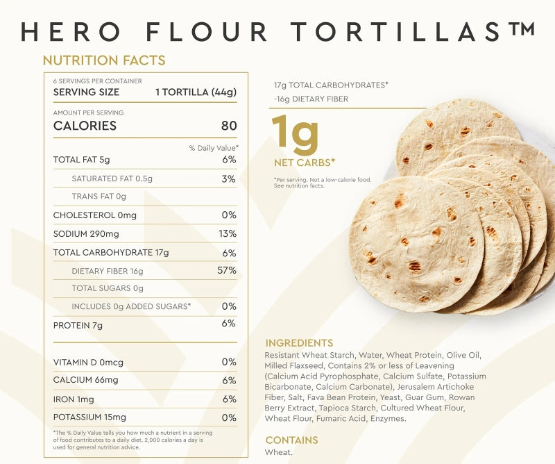 Hero Zero Net Carb Flour Tortillas, 6 tortillas
