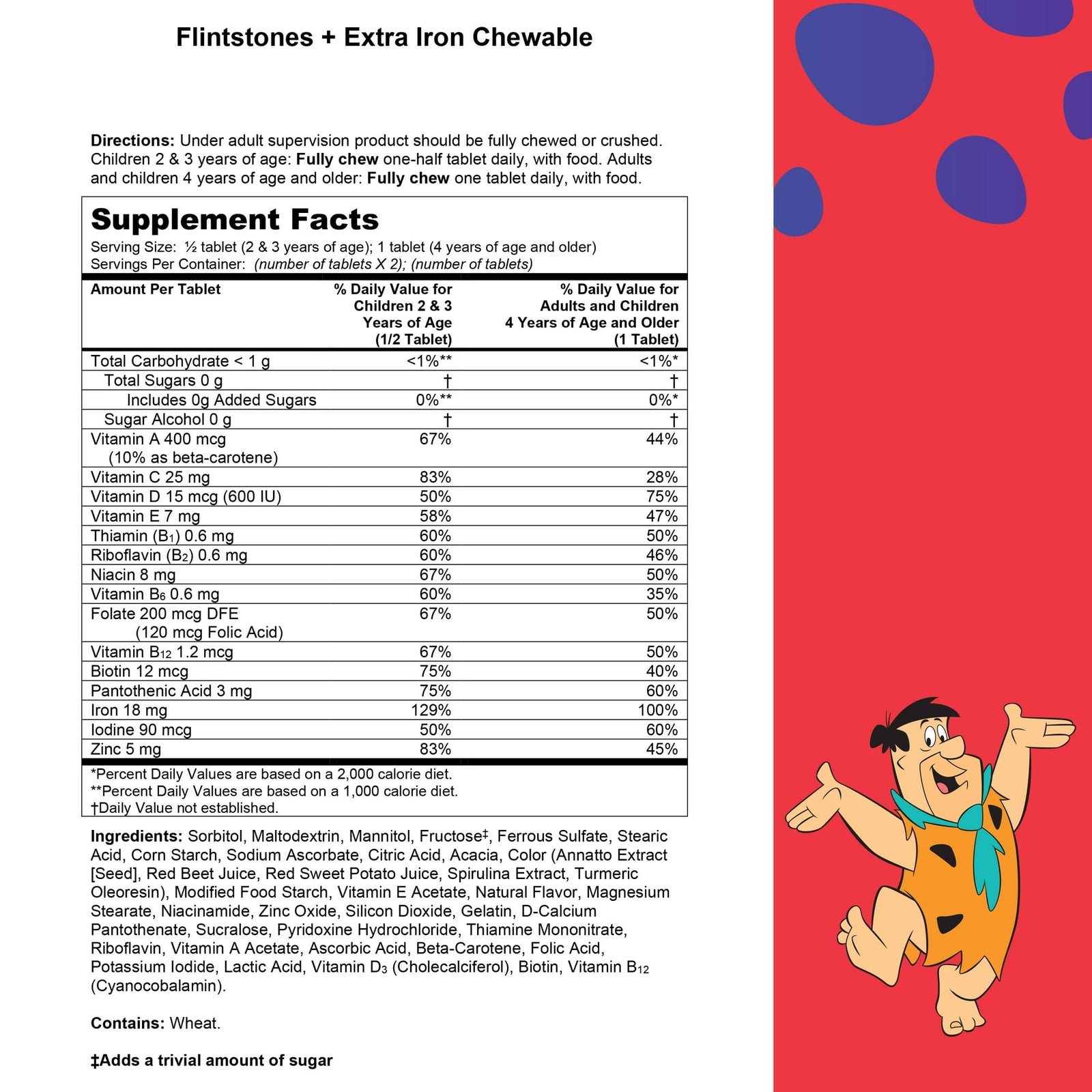 Flintstones Plus Extra Iron Chewables Multivitamin