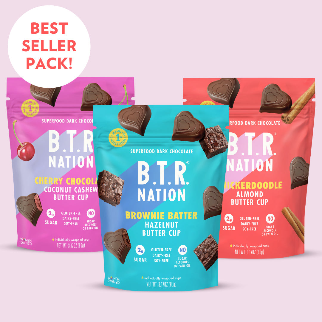 B.T.R Nation Dark Chocolate Superfood Nut Butter Cups, 3.17oz