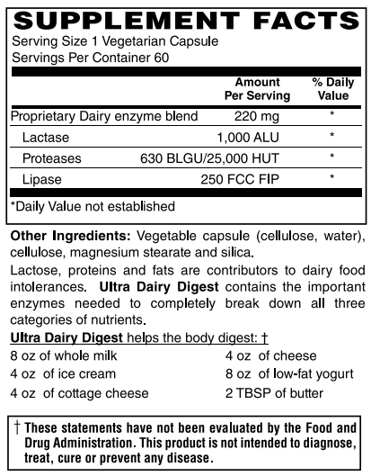 Ultra Dairy Digest Capsule by BariatricPal - Digest Dairy Easily & Ele