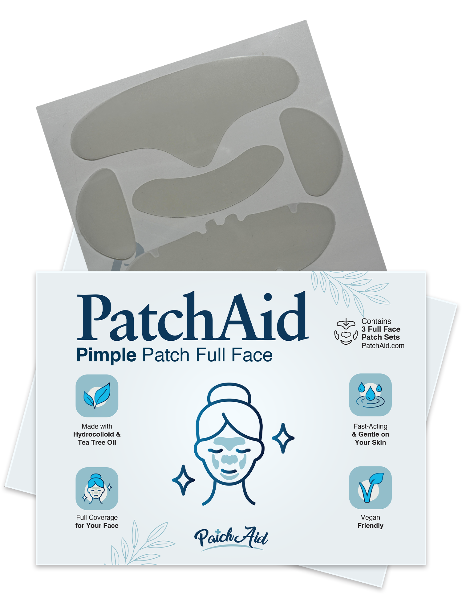 Pimple Patch Full Face – 15 Hydrocolloid Patches for Chin, Cheeks, Nos