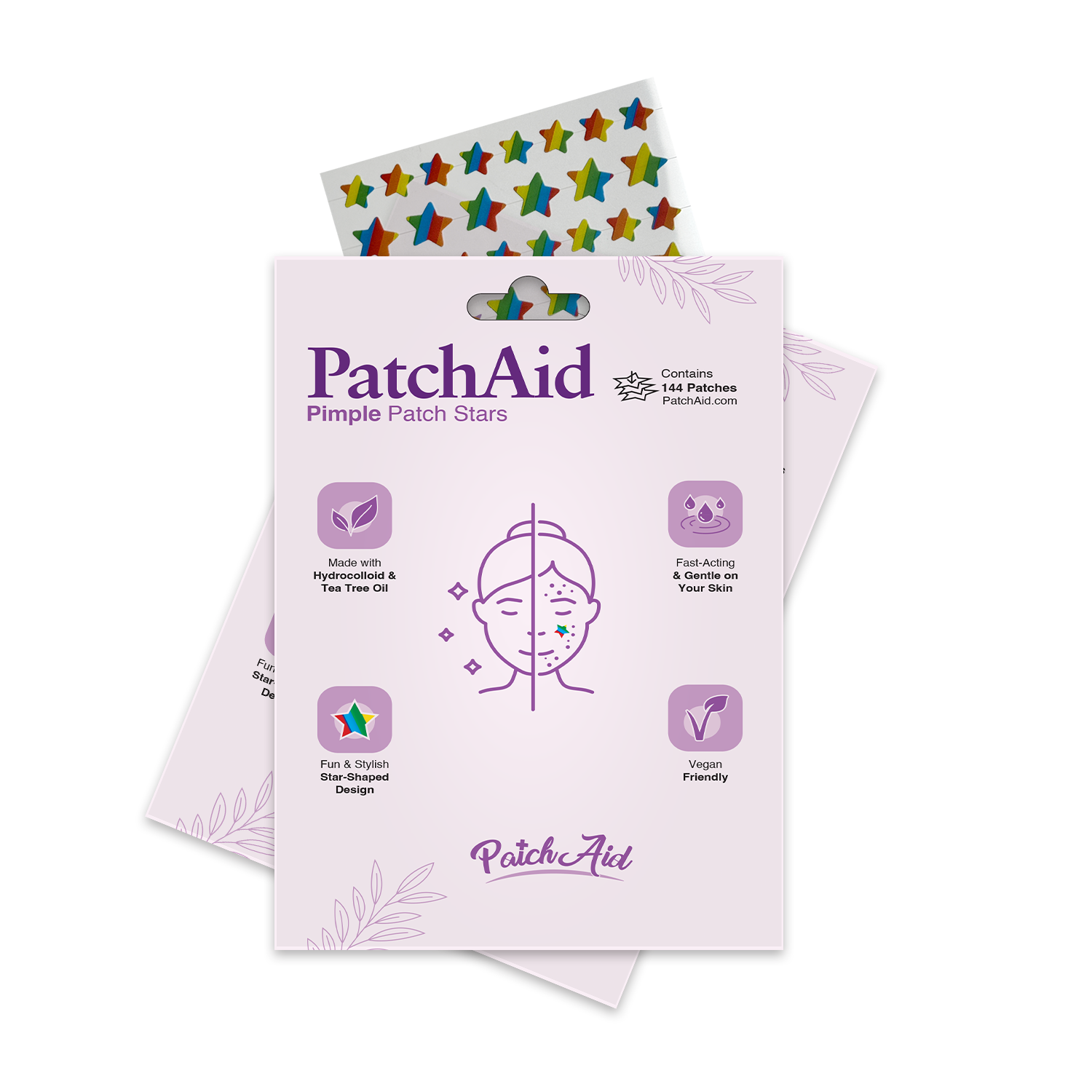 Pimple Patch Stars – 144 Multicolored Hydrocolloid Patches in 2 Sizes