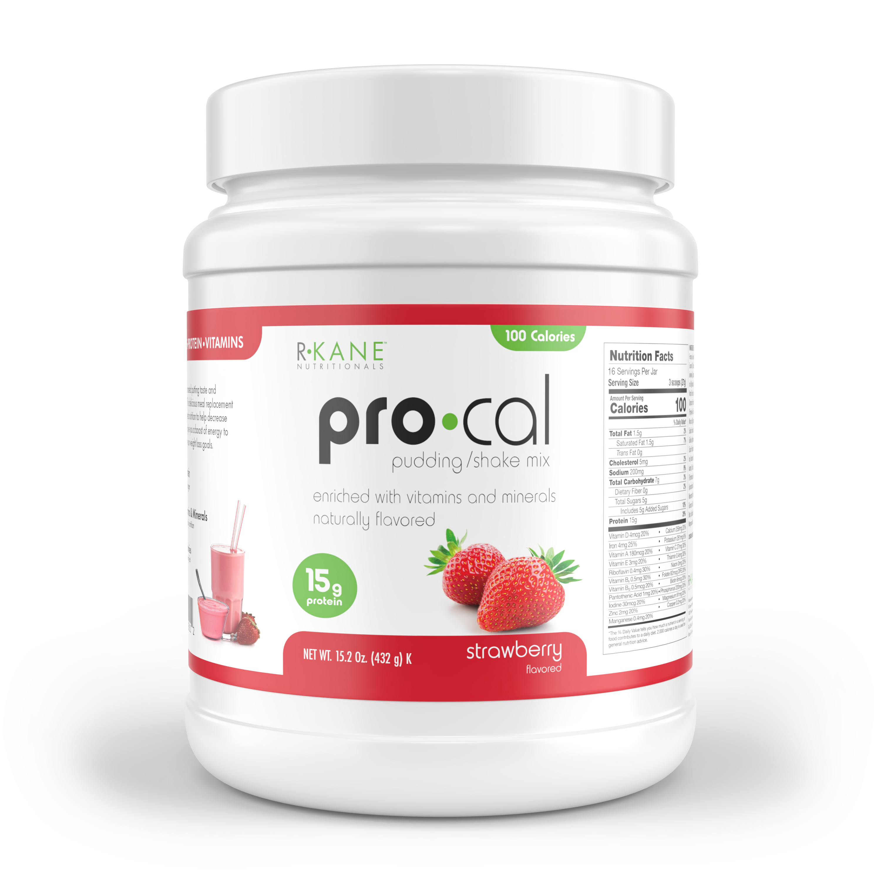 R-kane Nutritionals Pro-cal High Protein Shake or Pudding - Strawberry