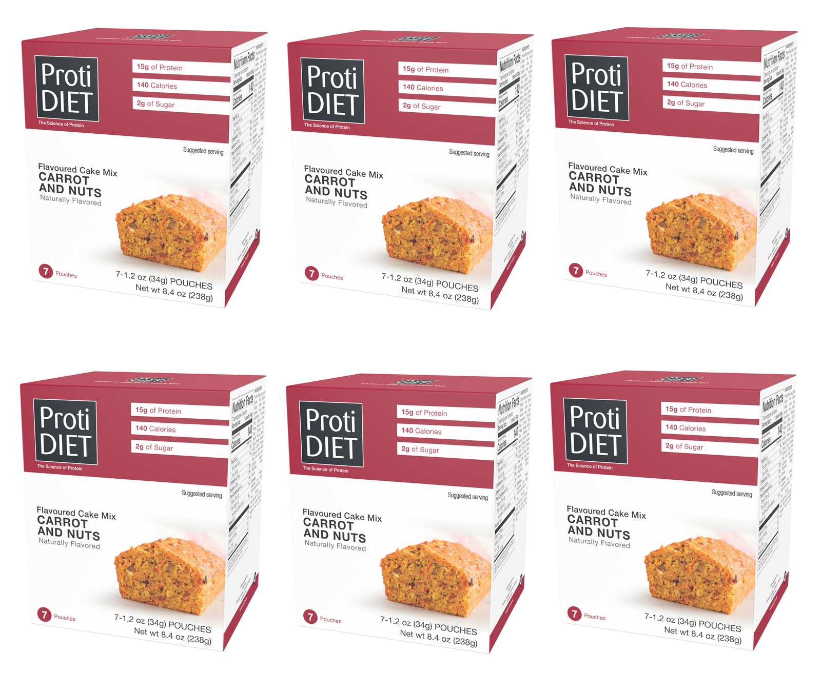 Proti Diet Protein Cake Mix, Carrot and Nuts, 7 Pouches