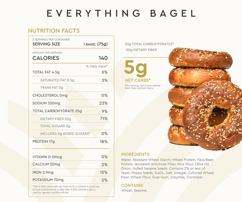 Hero Low Carb Bagels, 5 bagels