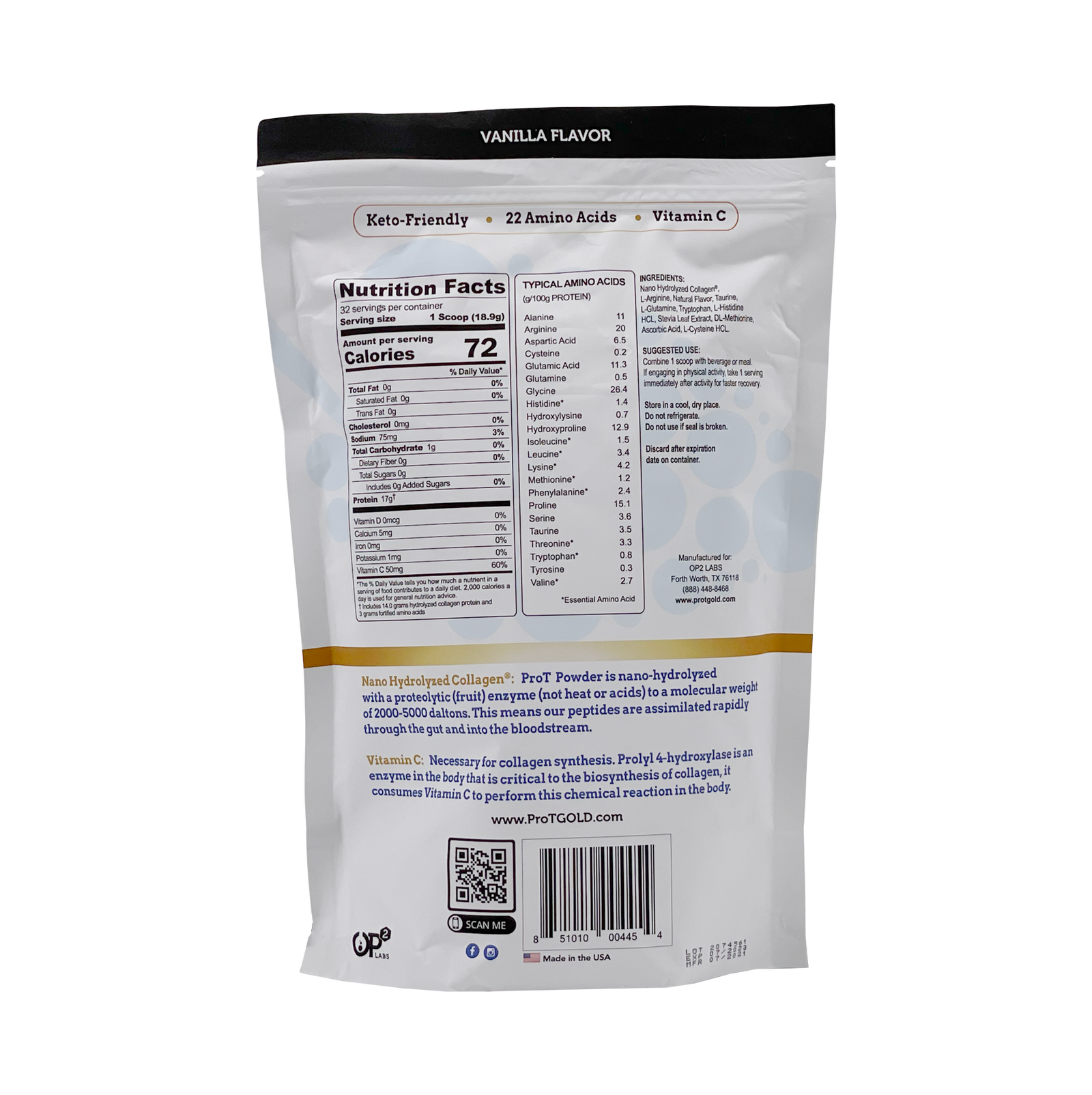 Collagen Protein Powder by ProT Gold (1.4lb) - Vanilla