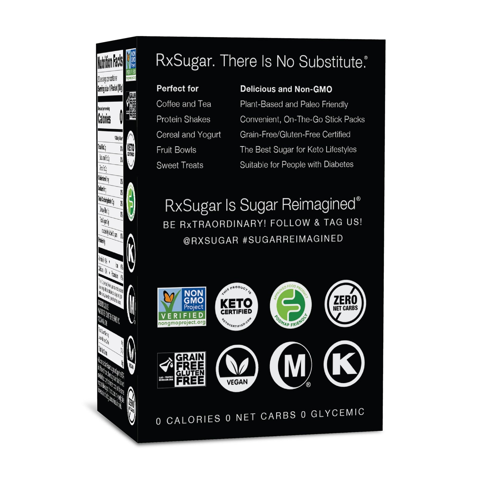 RxSugar 30 Stick Pack Carton (30 Servings) - 0 Calories. 0 Net Carbs.