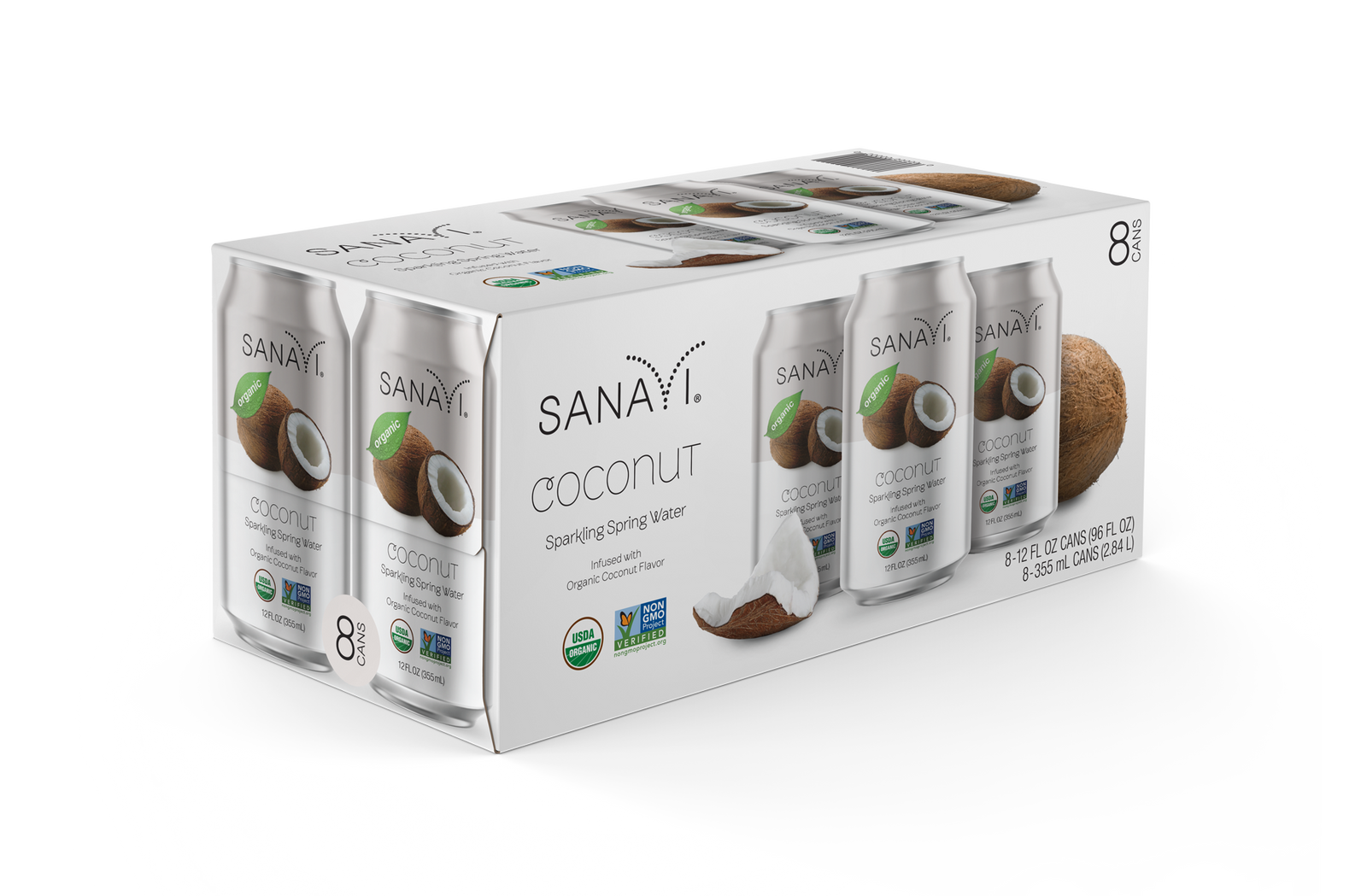 Sanavi Sparkling Spring Water, 8 cans